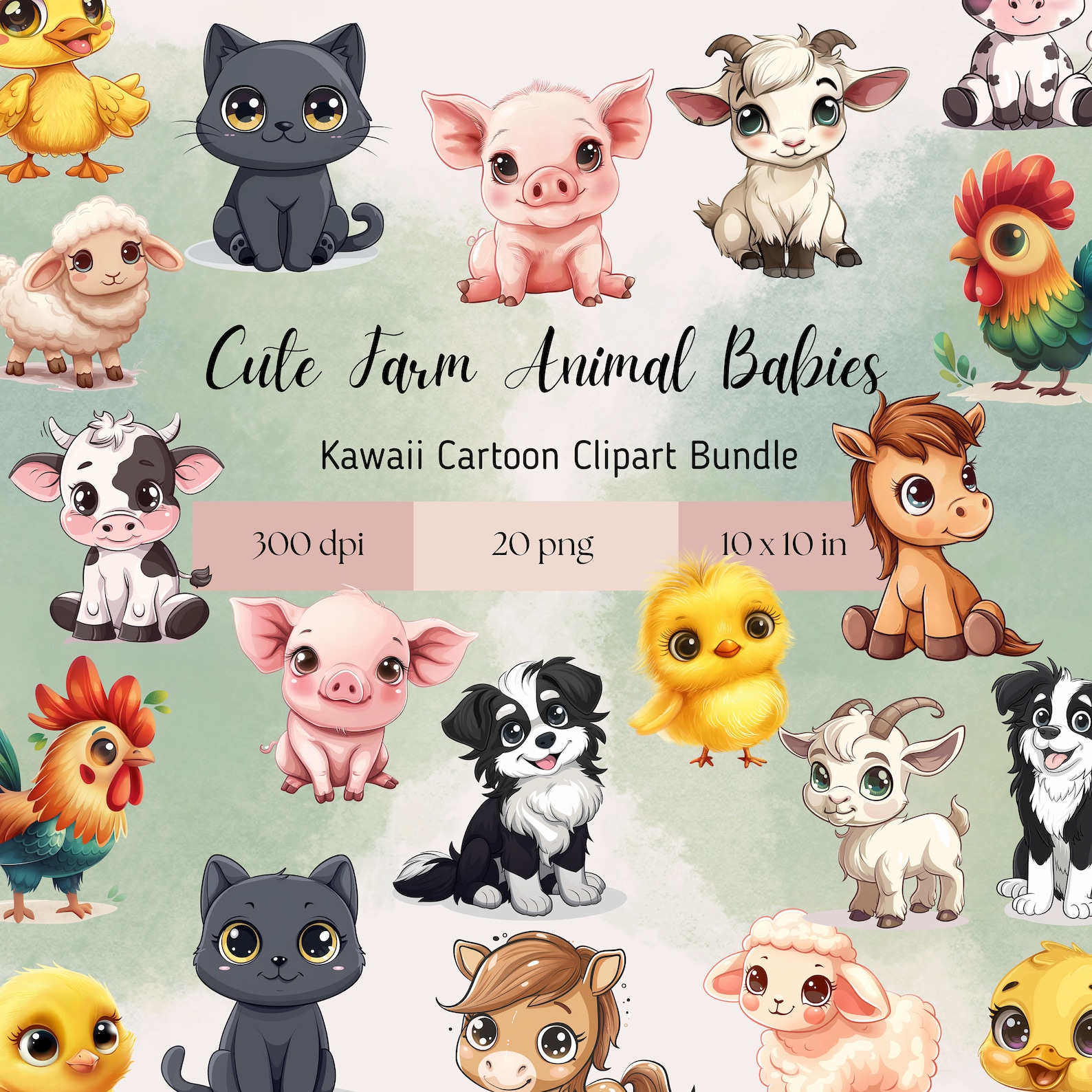 Cute Farm Animals PNG- Clipart for Commercial Use, Transparent ...