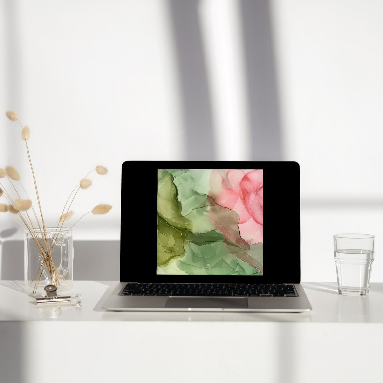 Alcohol Ink Digital Papers, Sage Green and Pink, 12 Pack, Scrapbooking ...