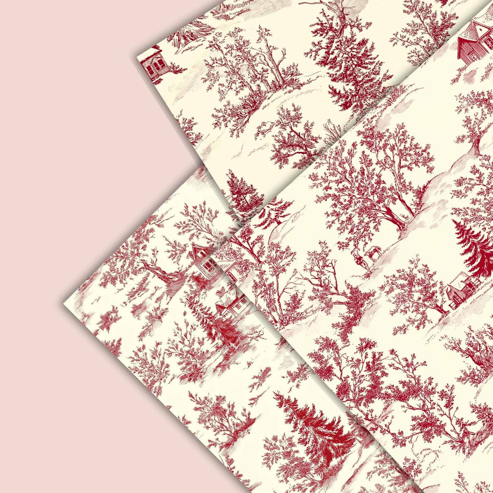 Christmas Toile Seamless Pattern, Red 12 Pack, Background, Scrapbooking ...