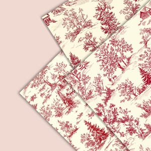 Christmas Toile Digital Download, Red - 12 Pack, Background ...