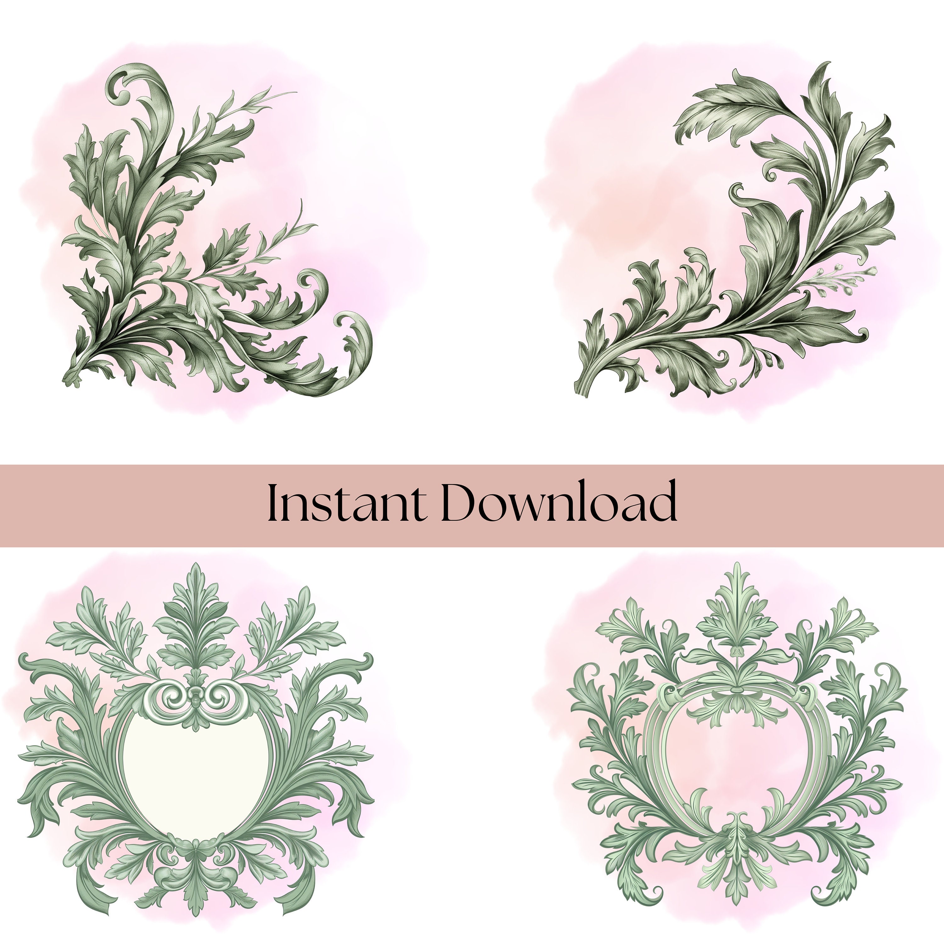 Regency Era Clipart, Border and Crest 20 Pack, Scrapbooking Journal ...