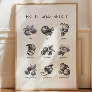 Fruit of the Spirit Vintage Christian Wall Art B&W Modern Scripture ...