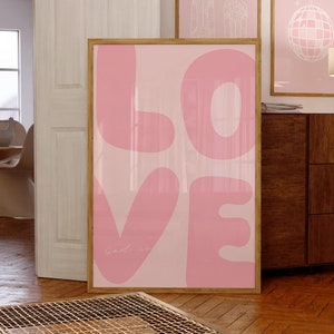 Girly Christian Wall Art God is Love Monochromatic Pink Typography ...