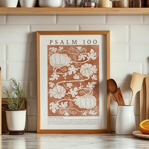 Psalm 100 Wall Art Christian Fall Decor Vintage Autumn Print Pumpkin ...