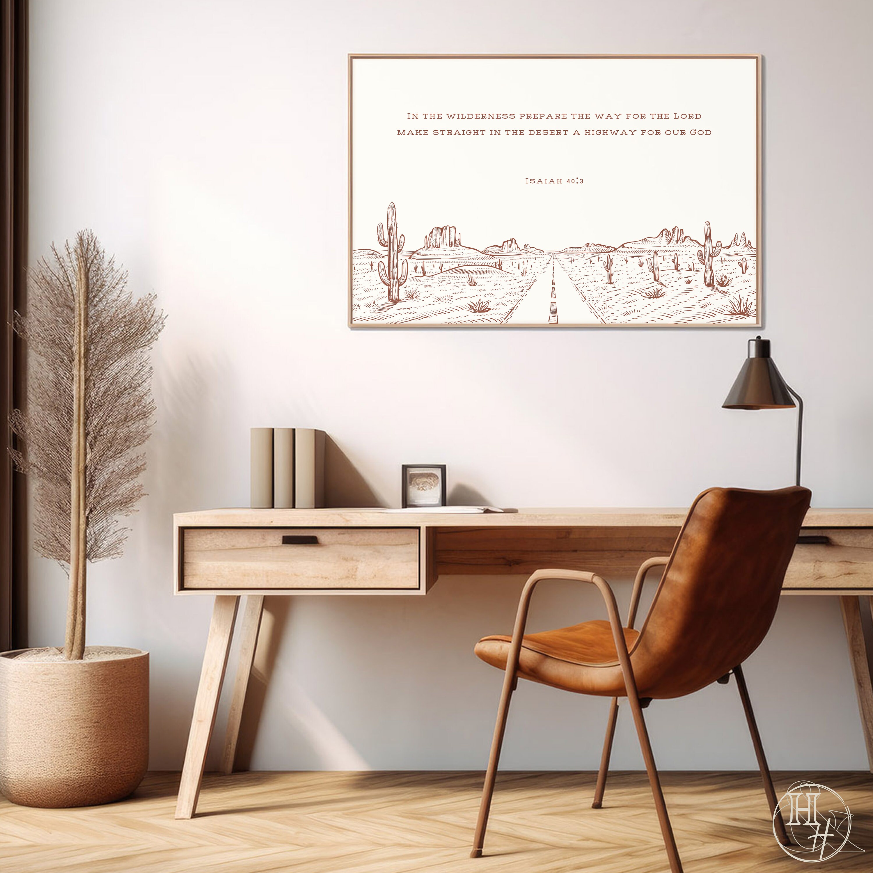 Wild West Bible Verse Print, Desert Highway Christian Line Art for ...