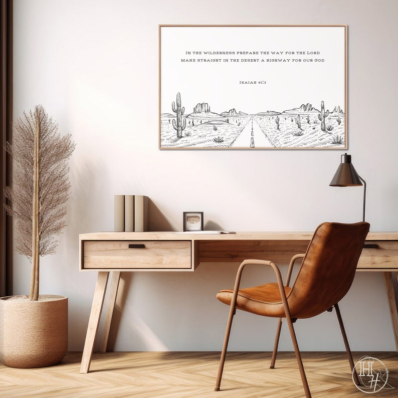 Desert Landscape Bible Verse Print Present for Home, Modern Christian ...