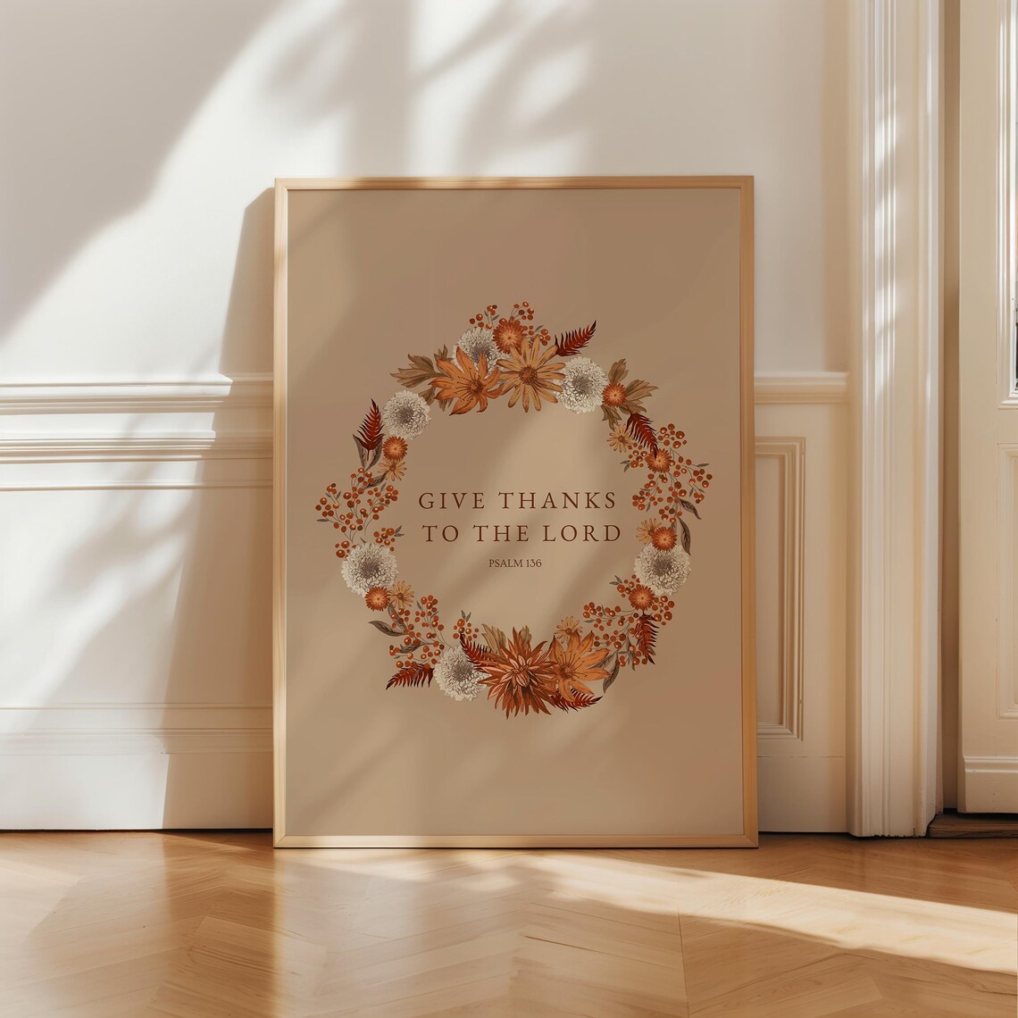 Thanksgiving Christian Decor Fall Floral Poster Psalm Bible Verse Print ...