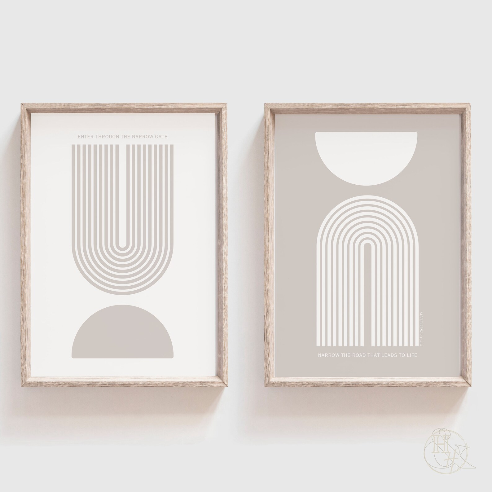 Set of 2 Geometric Modern Bible Verse Prints, Wall Art Abstract ...