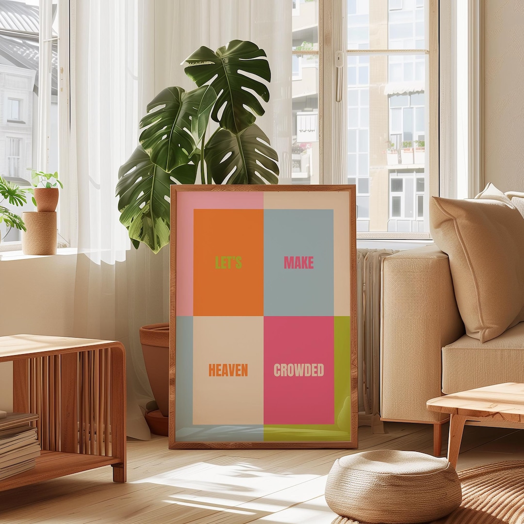 Let's Make Heaven Crowded Colorful Christian Modern Wall Art Retro ...