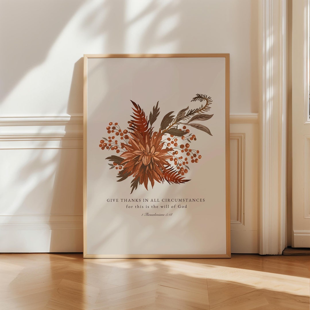 Fall Floral Vintage Scripture Wall Art Thanksgiving Christian Home ...