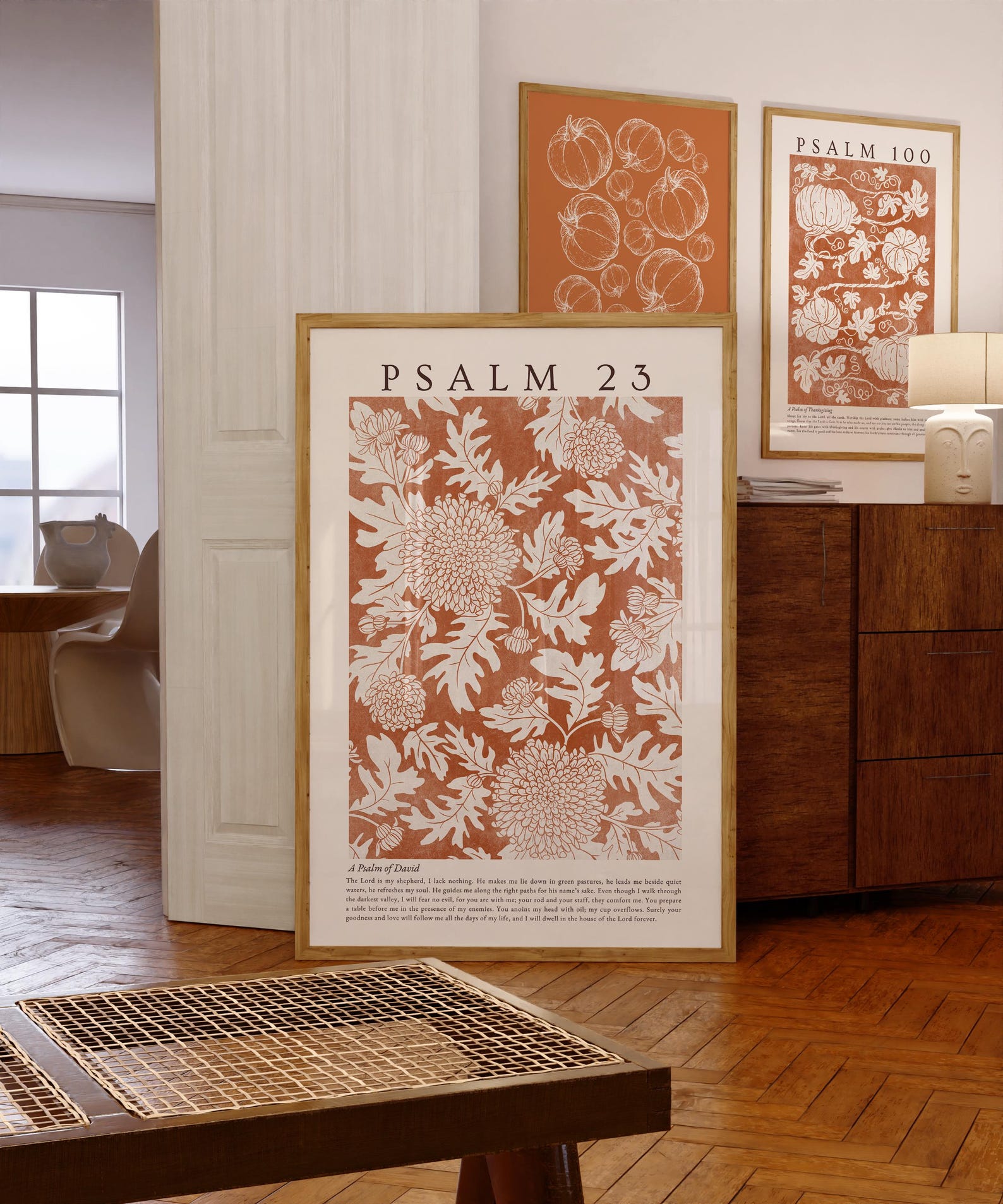 Fall Botanical Psalms Art Print Set of Two Christian Modern Art Orange ...
