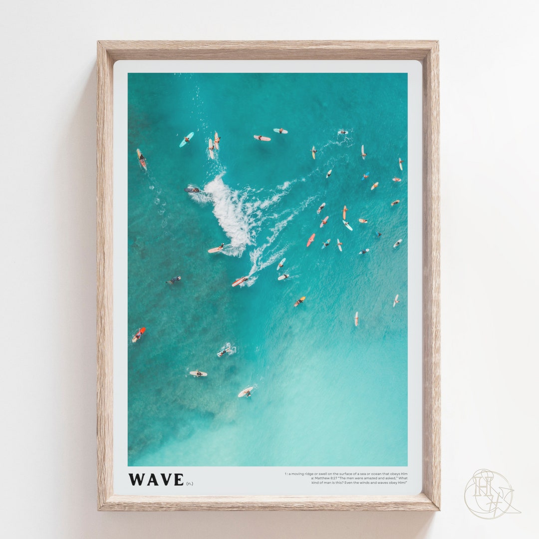 Christian Waves Poster Beach Home, Surfing Wall Art Dorm Room, Ocean ...