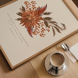 Fall Floral Vintage Scripture Wall Art Thanksgiving Christian Home ...