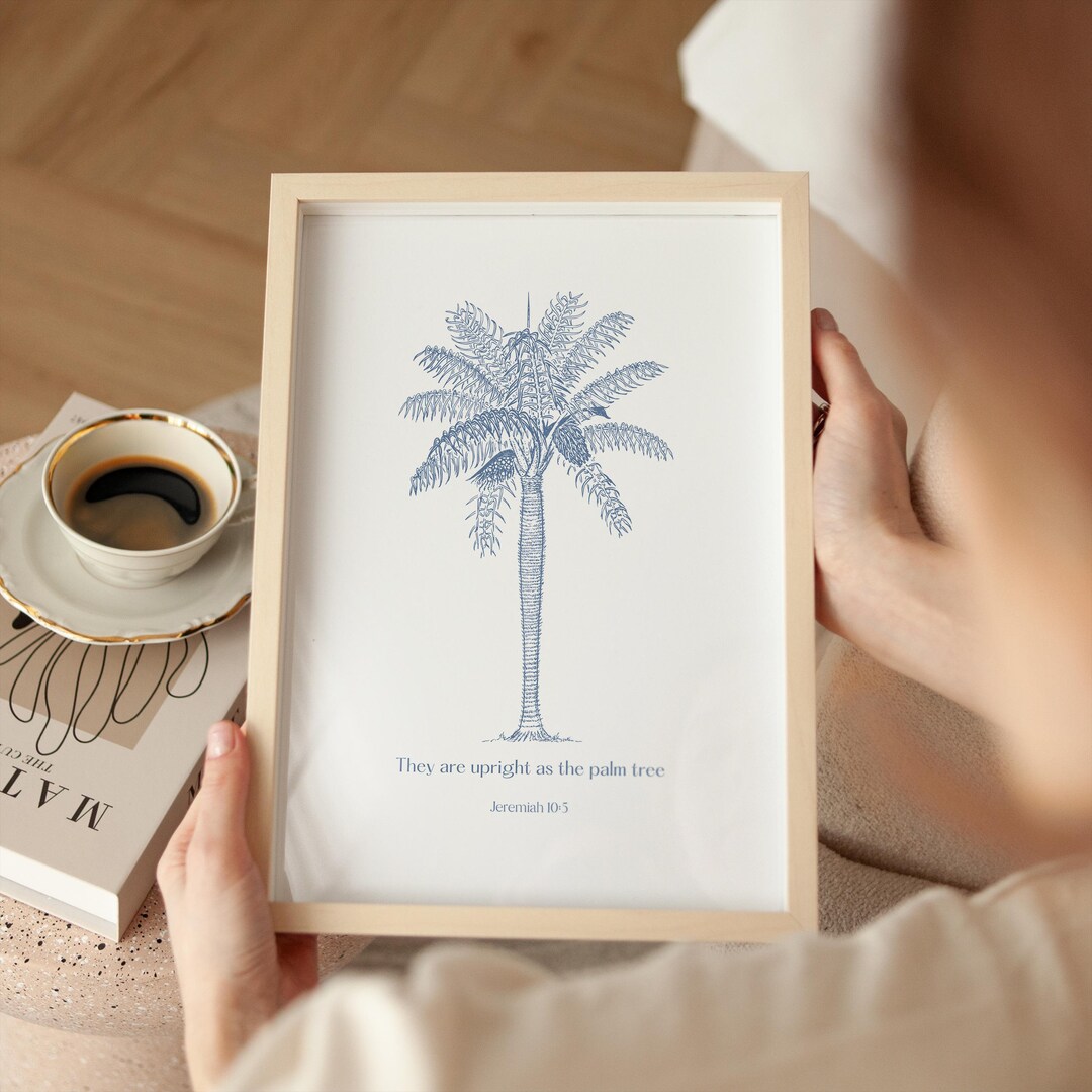 Palm Tree Bible Verse Poster Coastal Christian Artwork Peaceful ...