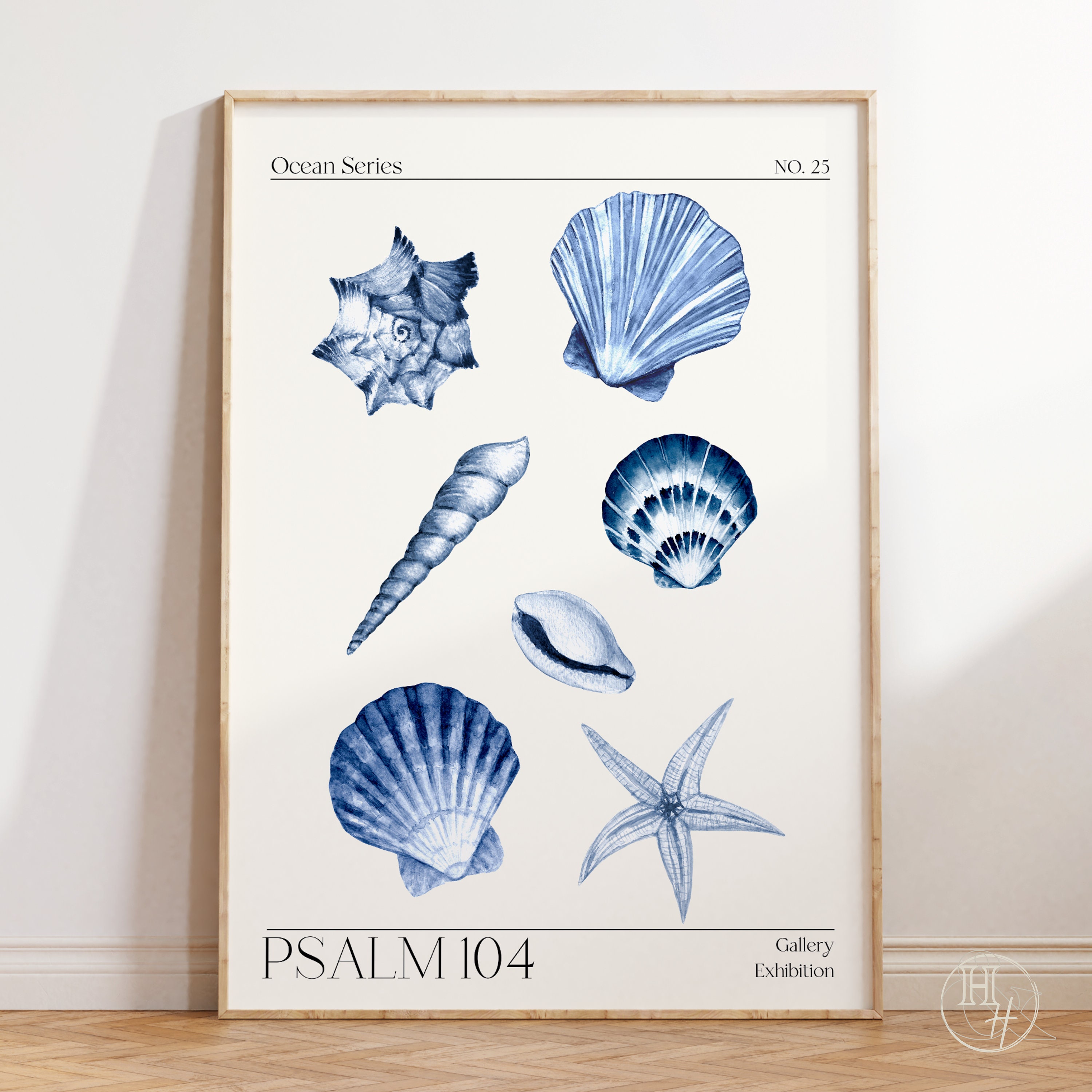 Blue Bible Art Modern Seashell Scripture Quote Print, Beachy Faith Wall ...