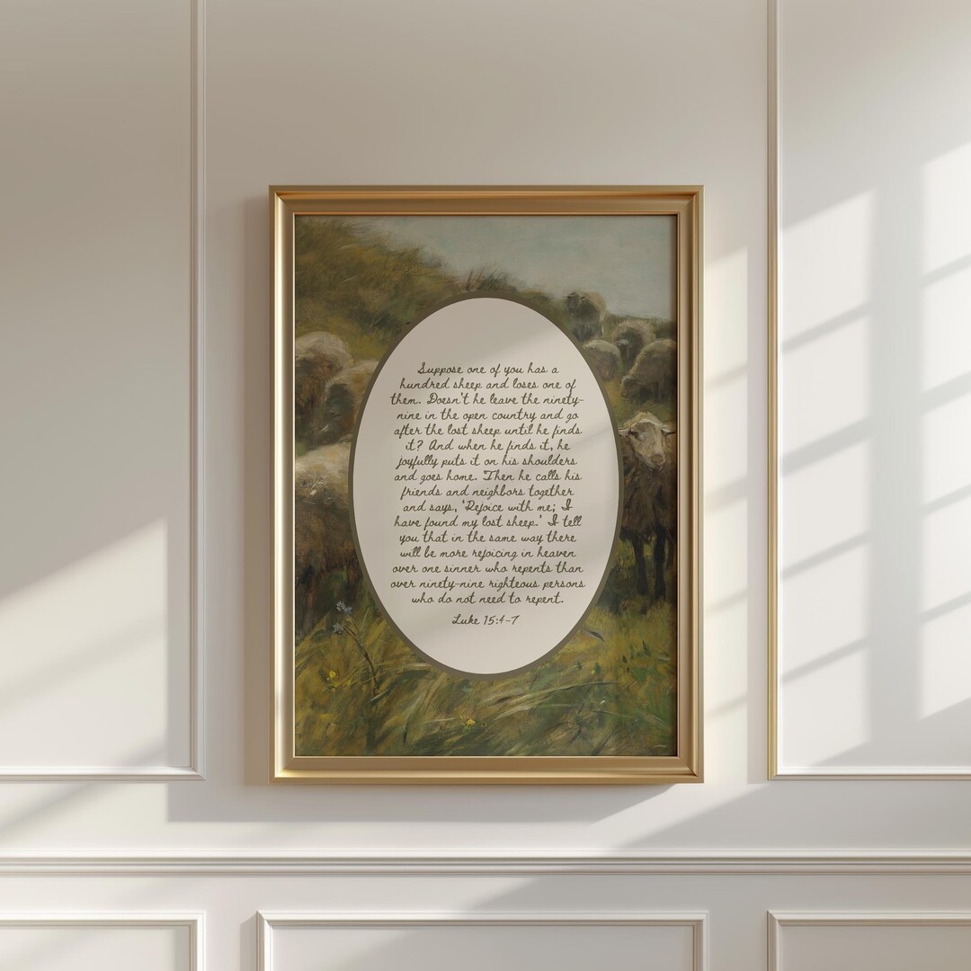 Parable of the Lost Sheep Print Jesus Leaves the 99 Bible Verse Wall ...