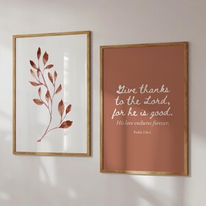 Vintage Christian Gallery Wall Set of 5 Bible Verse Prints Floral Fall ...