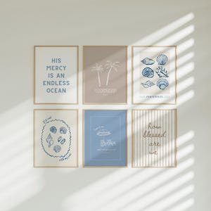 Christian Wall Art Bundle Set of Six Bible Verse Posters Beachy ...
