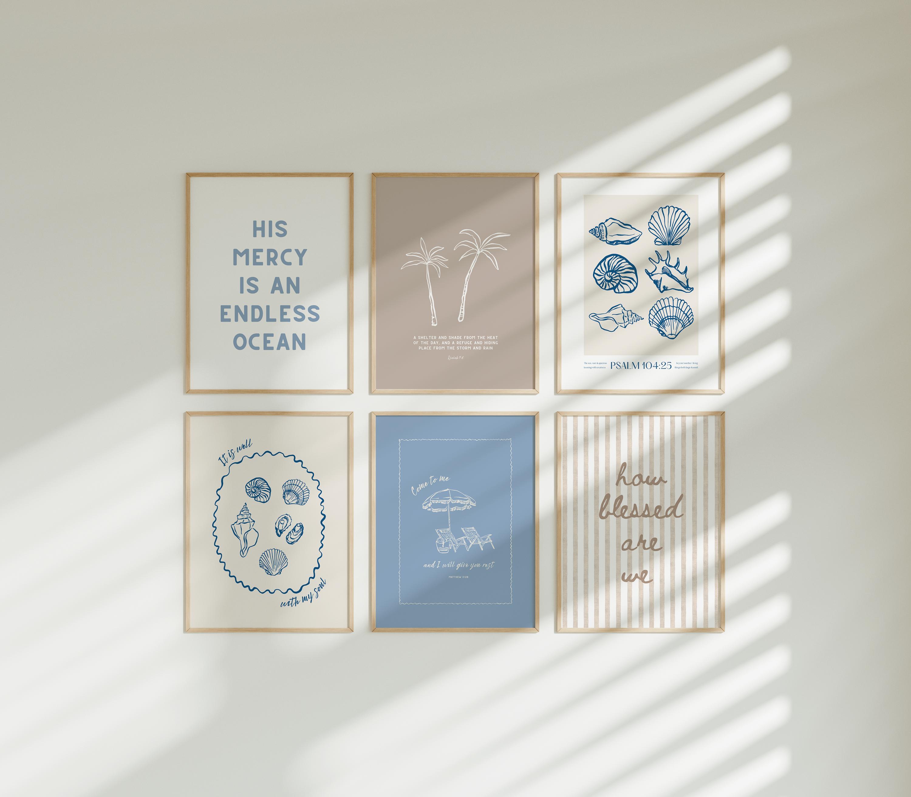 Christian Wall Art Bundle Set of Six Bible Verse Posters Beachy ...