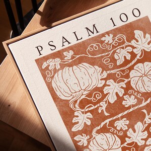 Psalm 100 Wall Art Christian Fall Decor Vintage Autumn Print Pumpkin ...