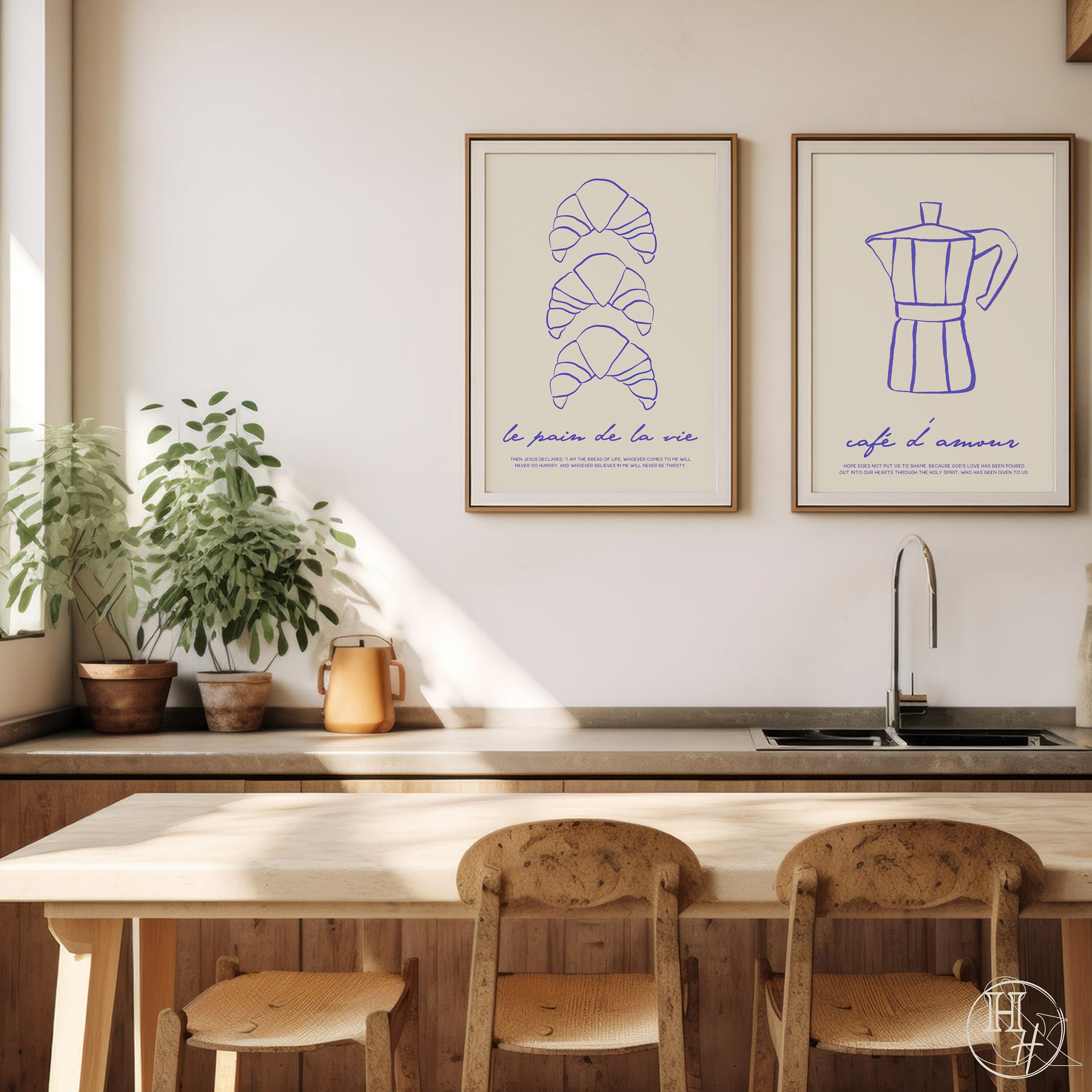 Kitchen Christian Poster Set of Two, Bread of Life Bible Verse Wall Art ...