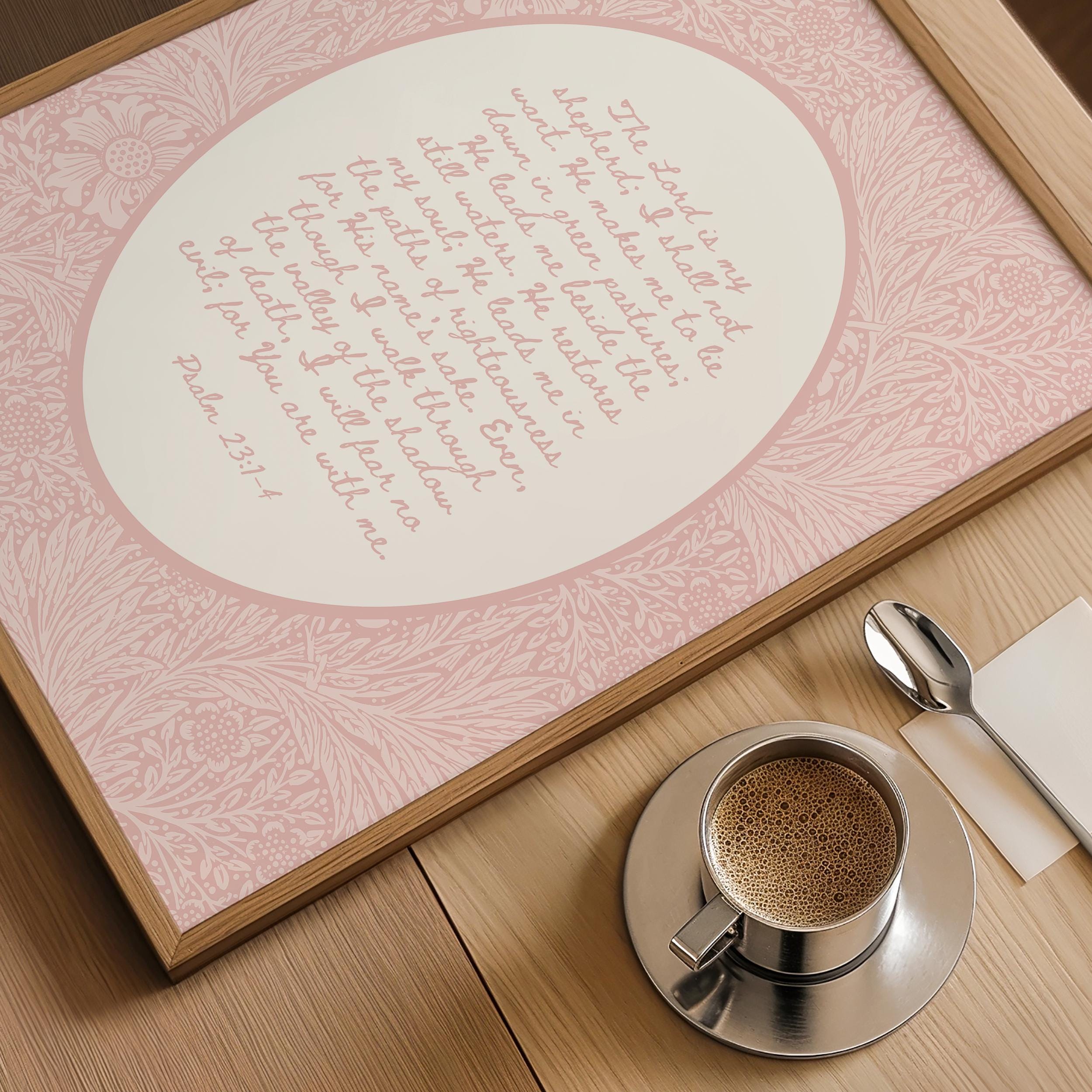 Psalm 23 Pink Bible Verse Print Modern Christian Girls Room Decor ...
