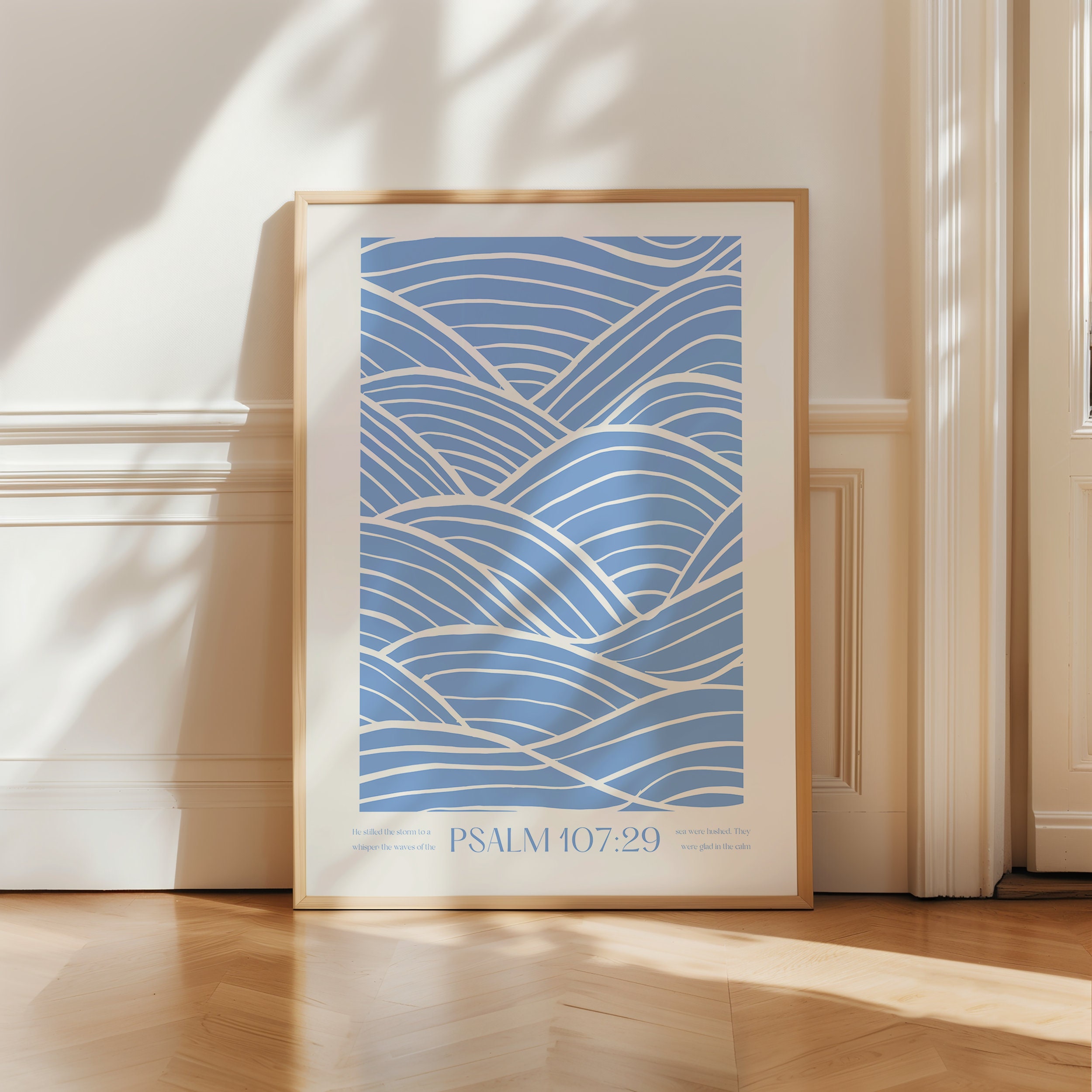 Modern Bible Verse Ocean Waves Minimalist Print, Aesthetic Christian ...