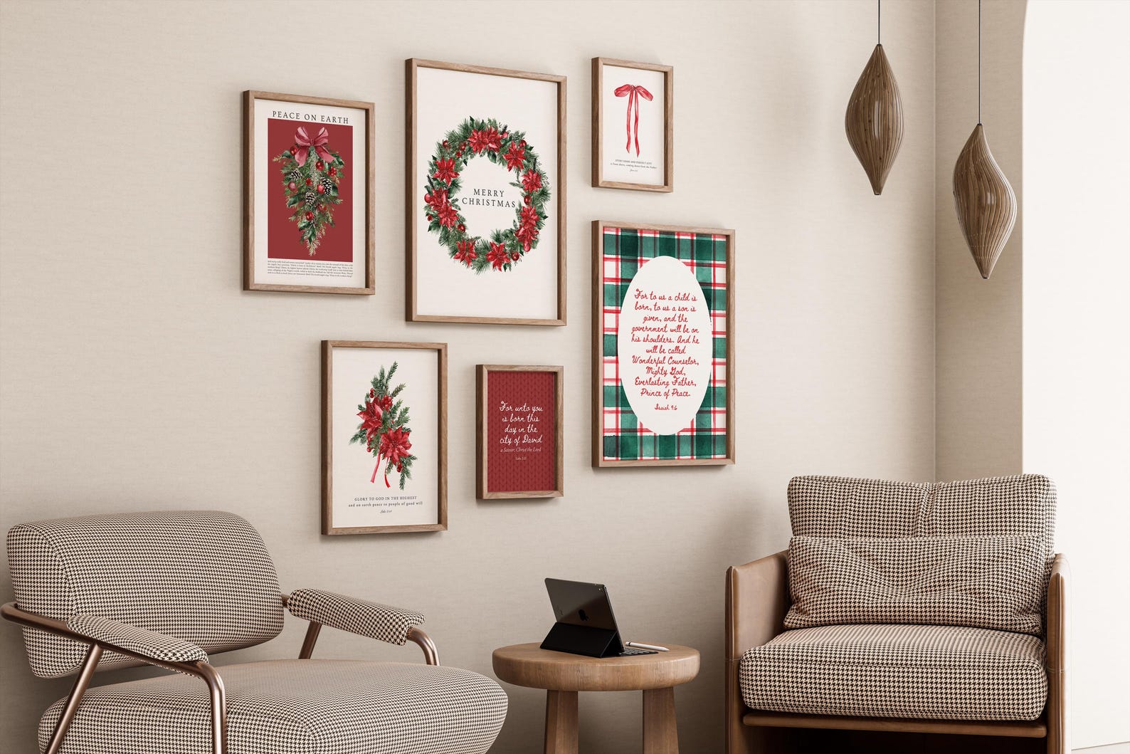 Modern Christian Christmas Gallery Wall Set of 6 Bible Verse Holiday ...