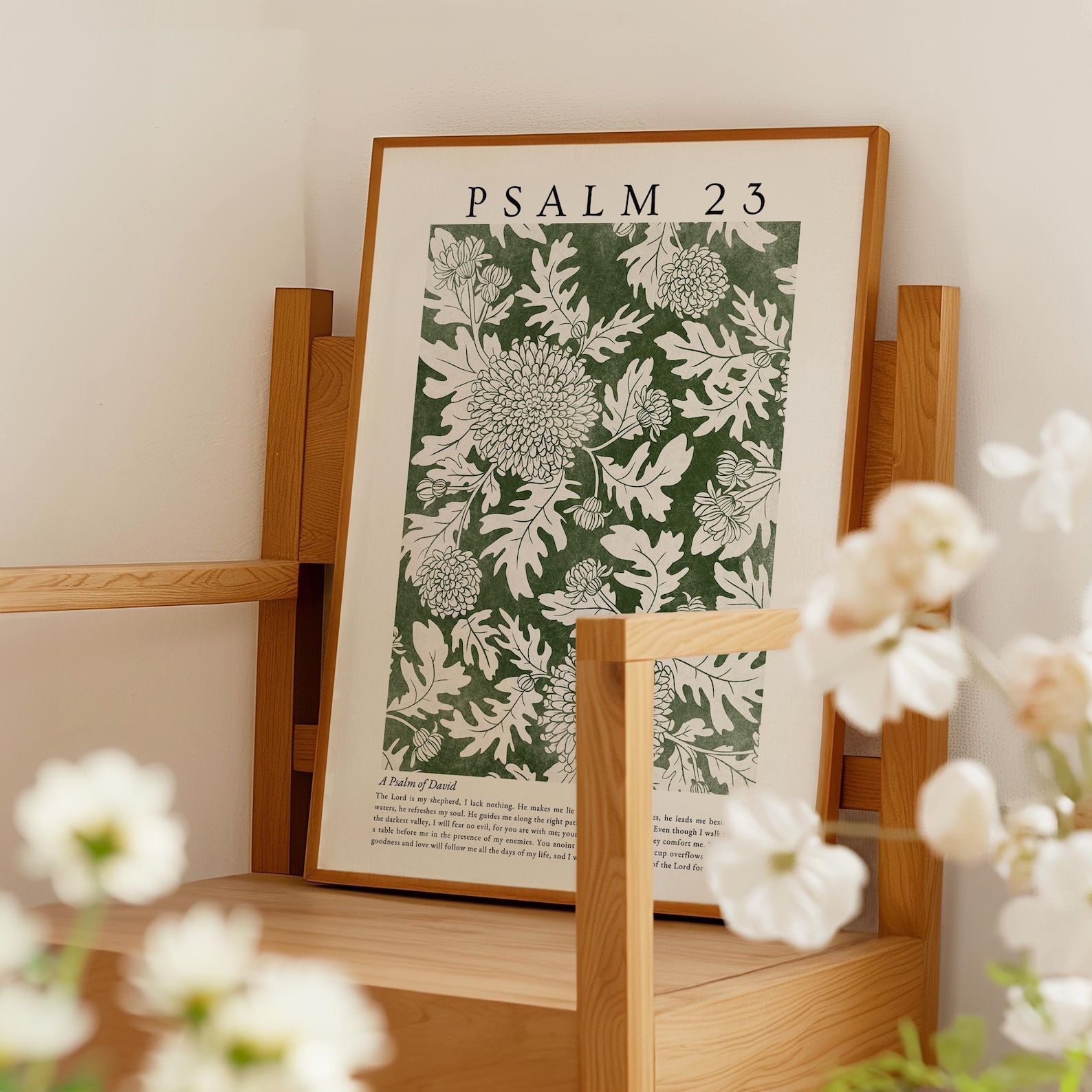Green Scripture Flower Market Print Minimalist Floral Christian Poster ...