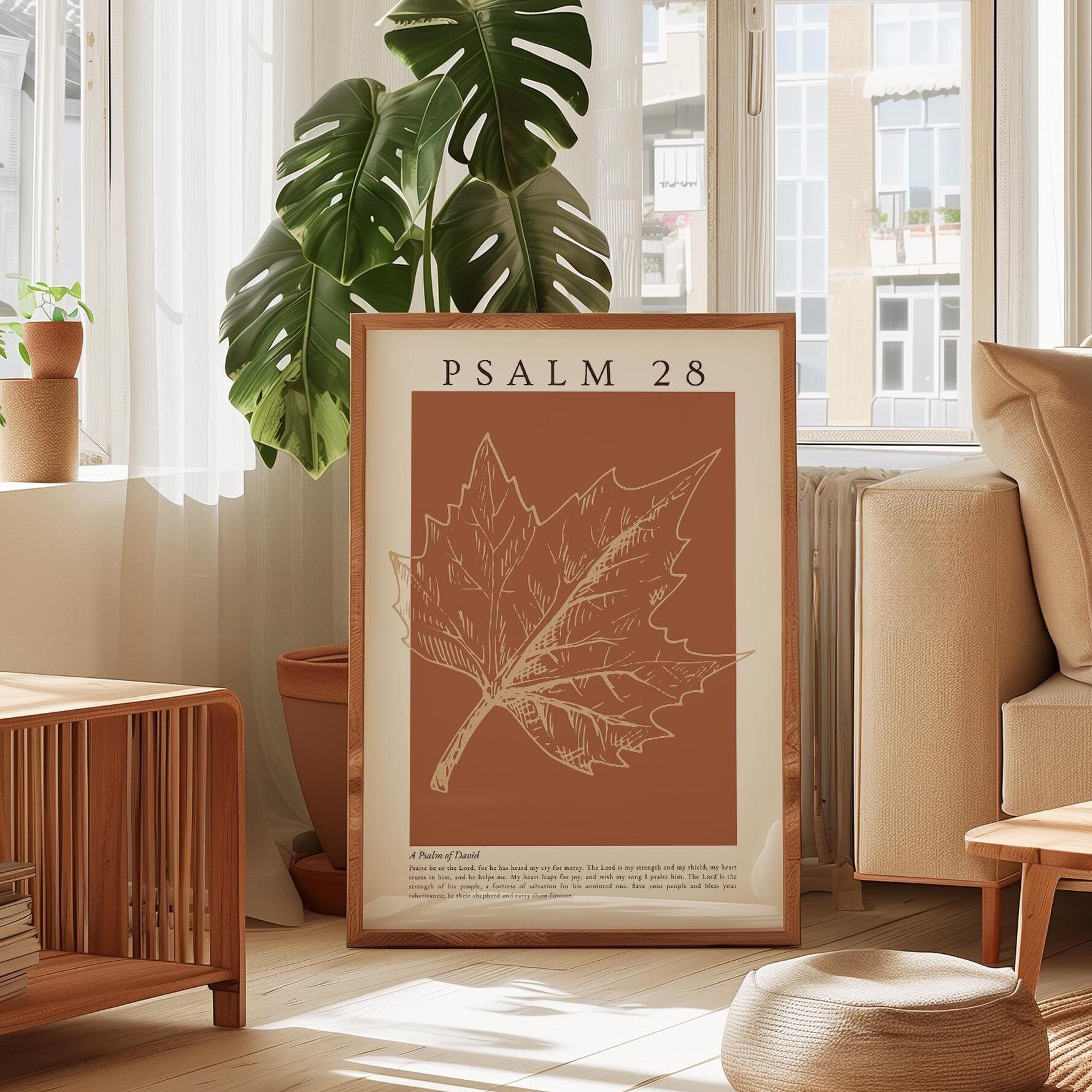 Modern Fall Scripture Art Autumn Leaf Bible Sketch Elegant Psalms ...
