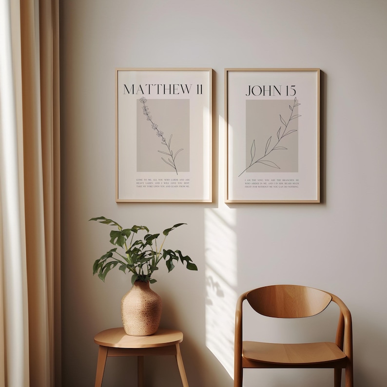 Minimalist Christian Poster Set of Four Gallery Wall Modern Bible Verse ...