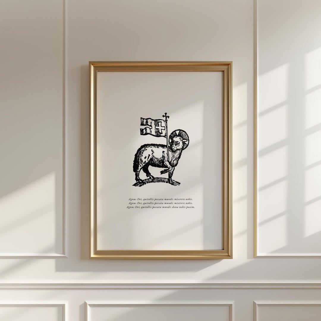 Vintage Angus Dei Catholic Latin Mass Print- Lamb of God Eucharistic ...