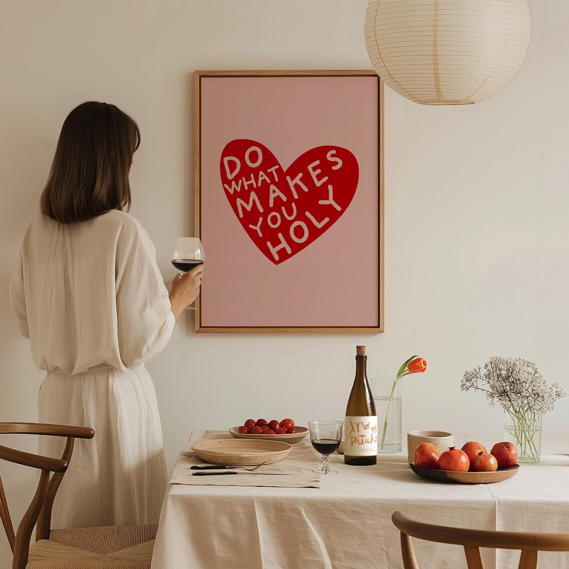 Trendy Christian Art Pink and Red Heart Poster Do What Makes You Holy ...