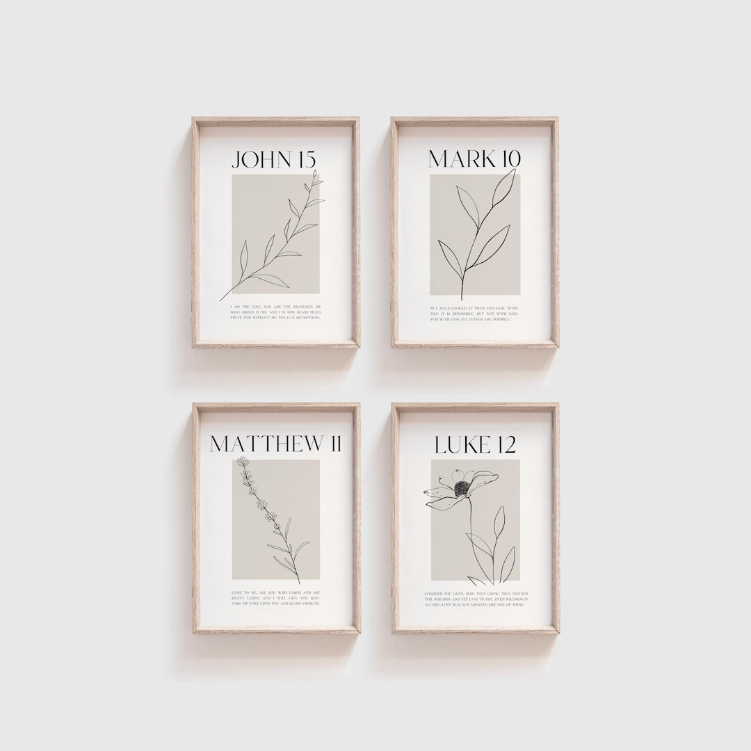Minimalist Christian Poster Set of Four Gallery Wall Modern Bible Verse ...