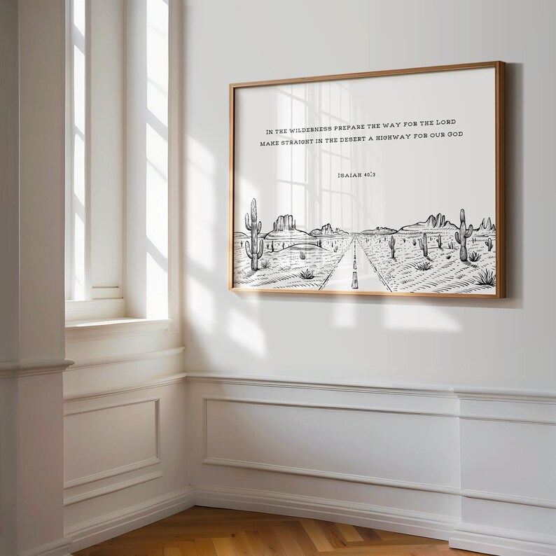 Desert Landscape Bible Verse Print Present for Home, Modern Christian ...