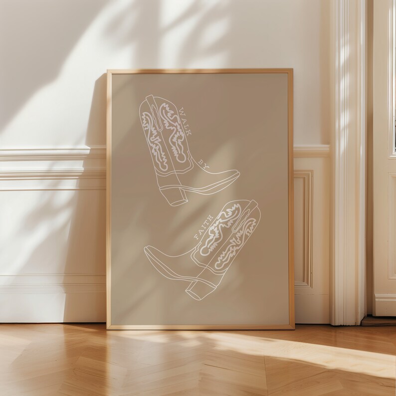 Walk by Faith Christian Western Wall Art, Cowgirl Boots Poster, Faith ...