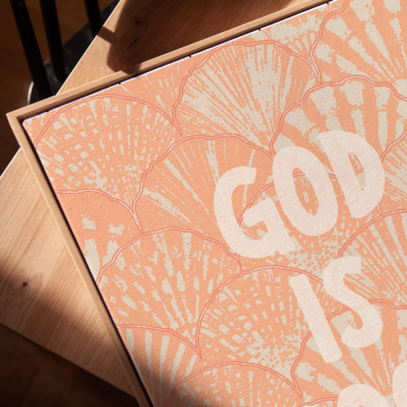 Seashell Orange Christian Wall Art God is Good Poster Trendy Coastal ...