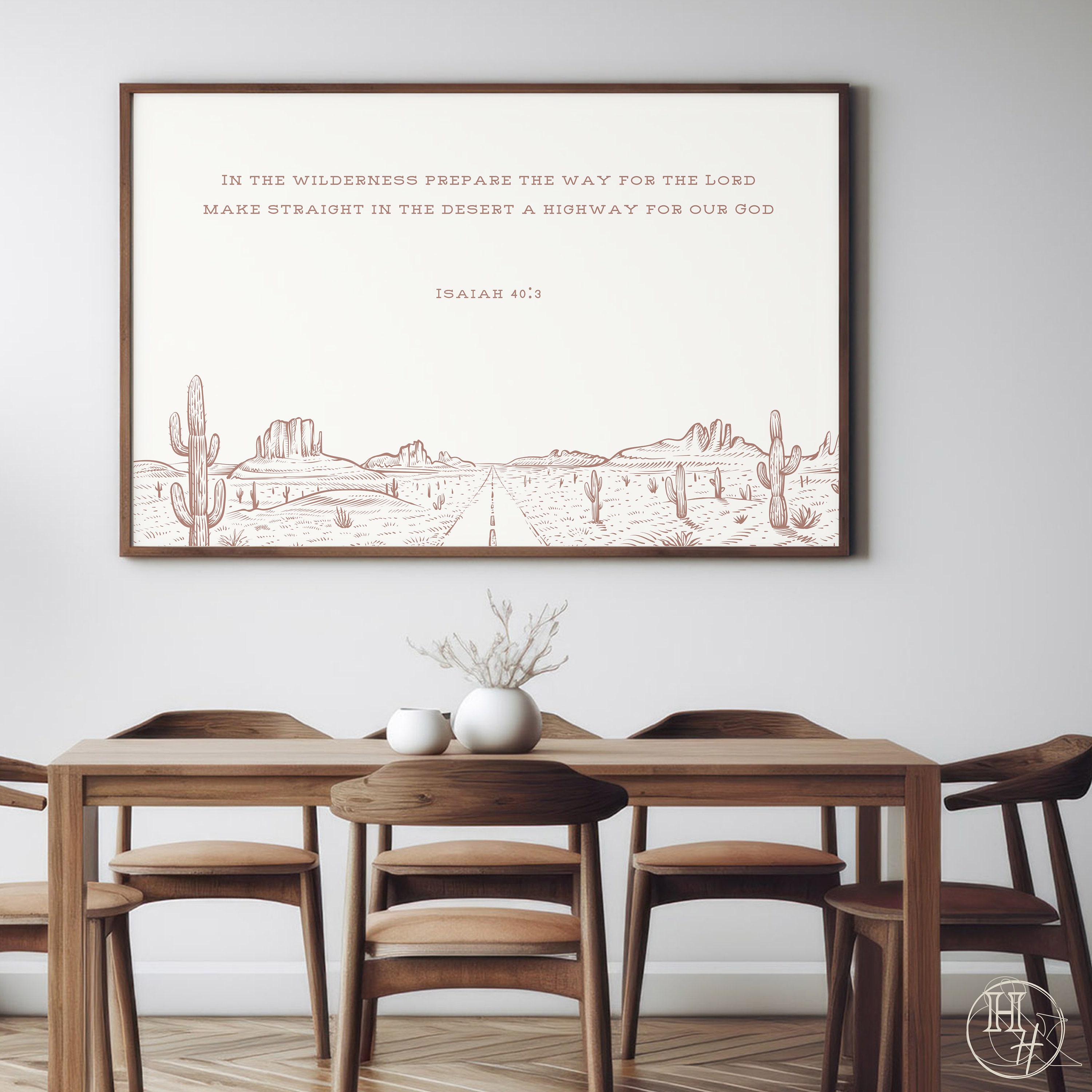 Wild West Bible Verse Print, Desert Highway Christian Line Art for ...