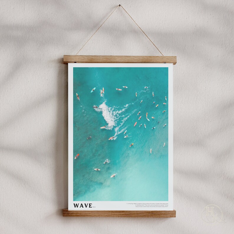 Christian Waves Poster Beach Home, Surfing Wall Art Dorm Room, Ocean ...