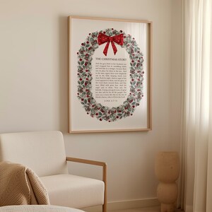 The Christmas Story Nativity Bible Verse Modern Holiday Wall Art Red ...