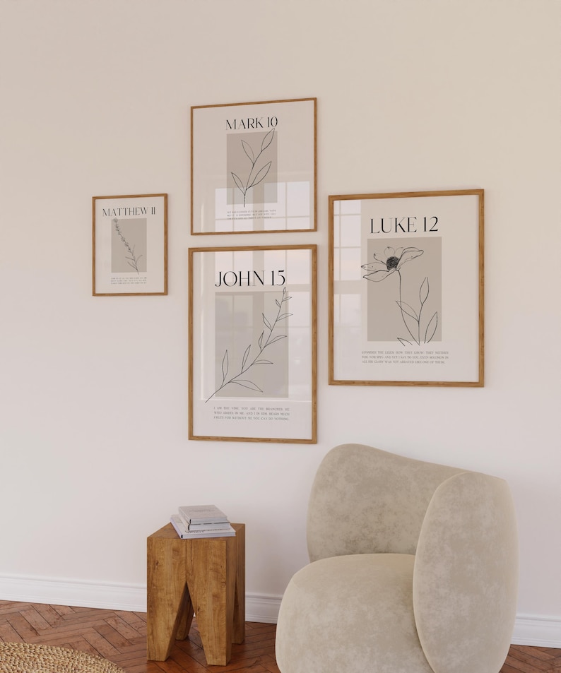 Minimalist Christian Poster Set of Four Gallery Wall Modern Bible Verse ...