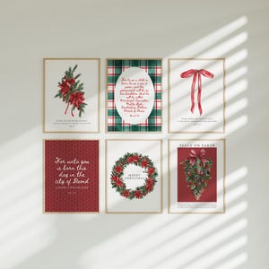 Modern Christian Christmas Gallery Wall Set of 6 Bible Verse Holiday ...