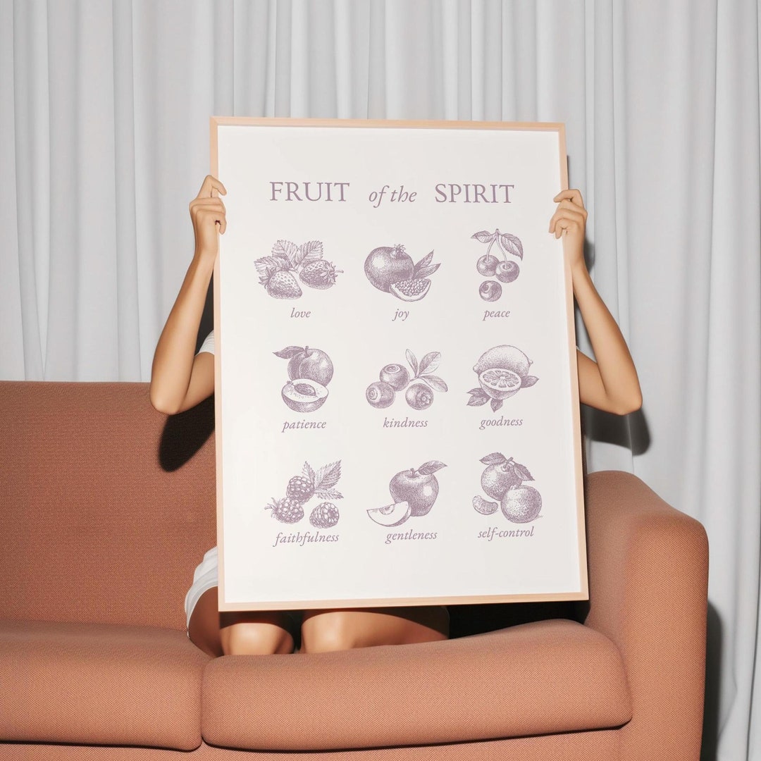 Fruit of the Spirit Modern Christian Wall Art Purple Room Decor Trendy ...