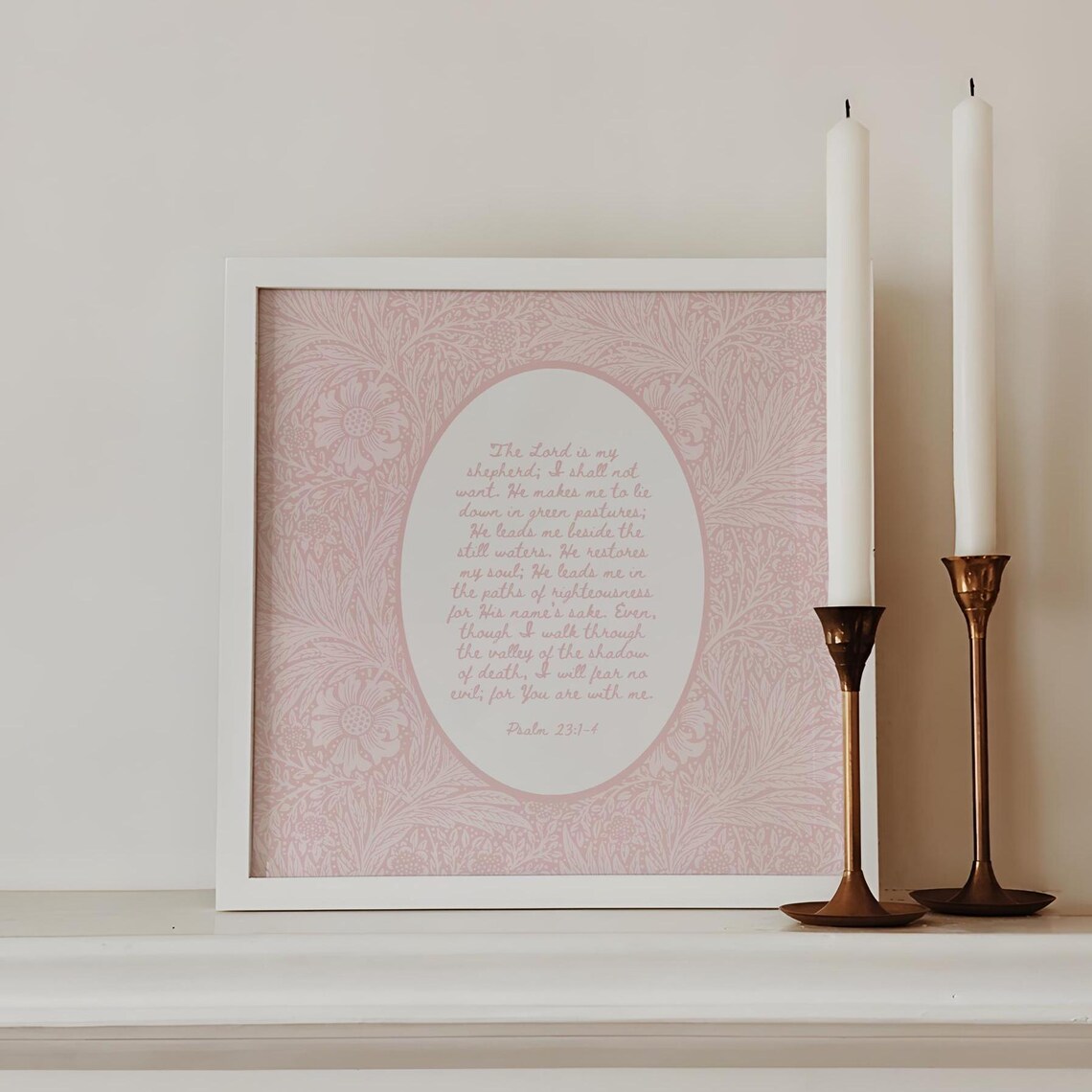 Psalm 23 Pink Bible Verse Print Modern Christian Girls Room Decor ...
