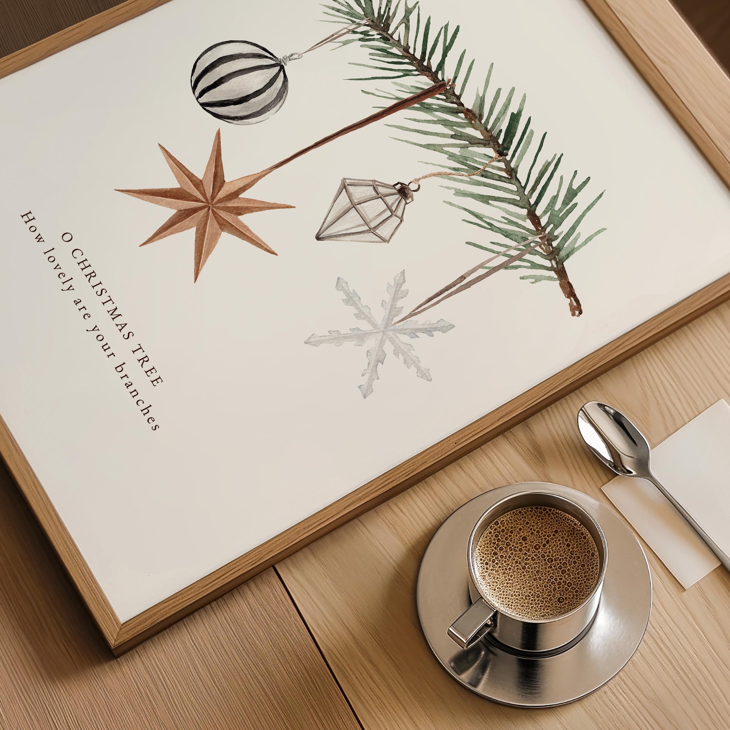Minimalistic Christmas Wall Art Neutral Boho Aesthetic Botanical ...