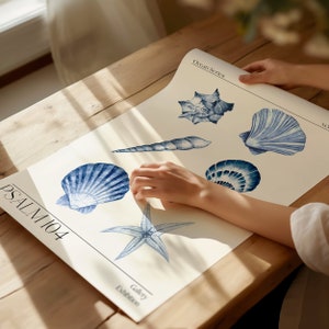 Blue Bible Art Modern Seashell Scripture Quote Print Beachy Faith Wall ...