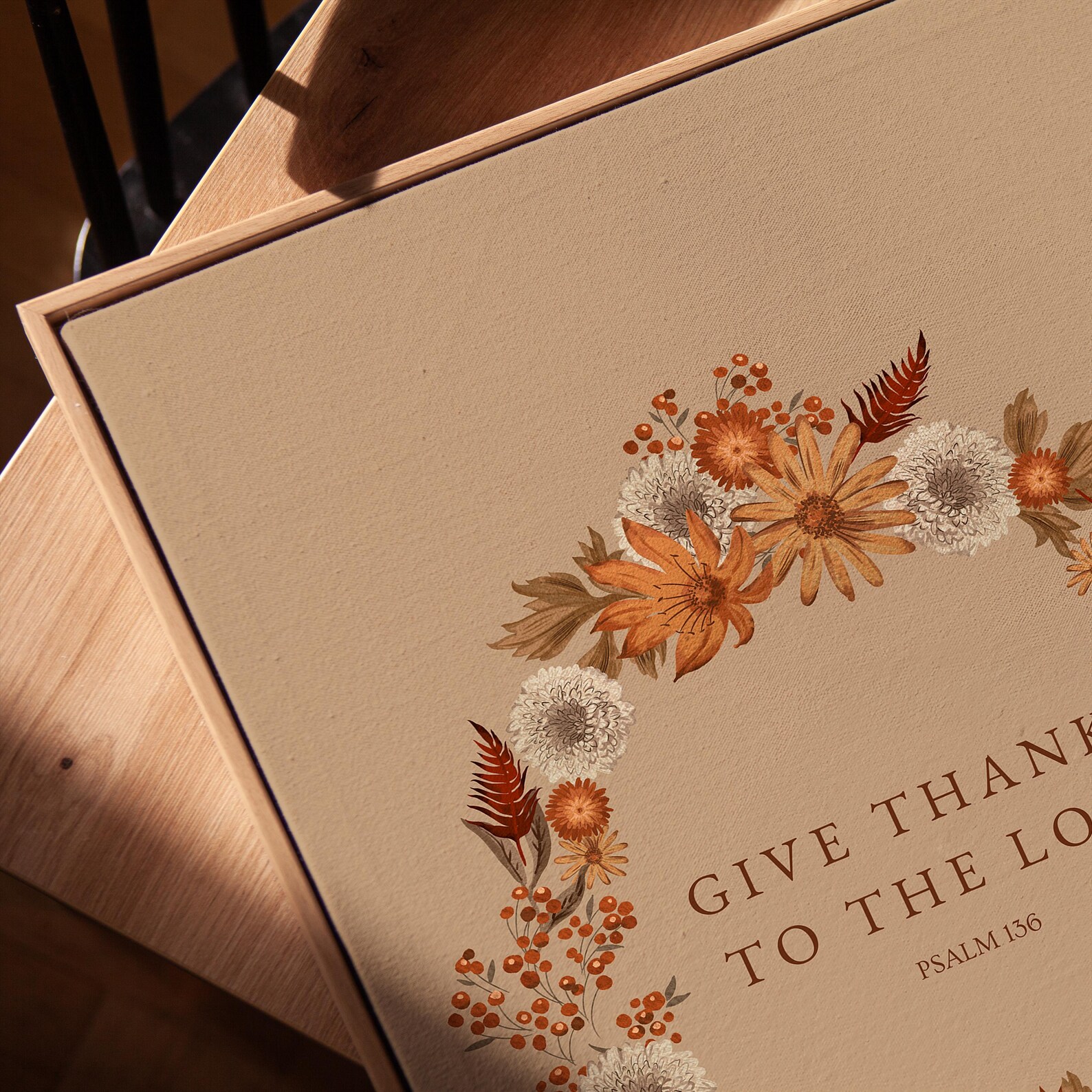 Thanksgiving Christian Decor Fall Floral Poster Psalm Bible Verse Print ...