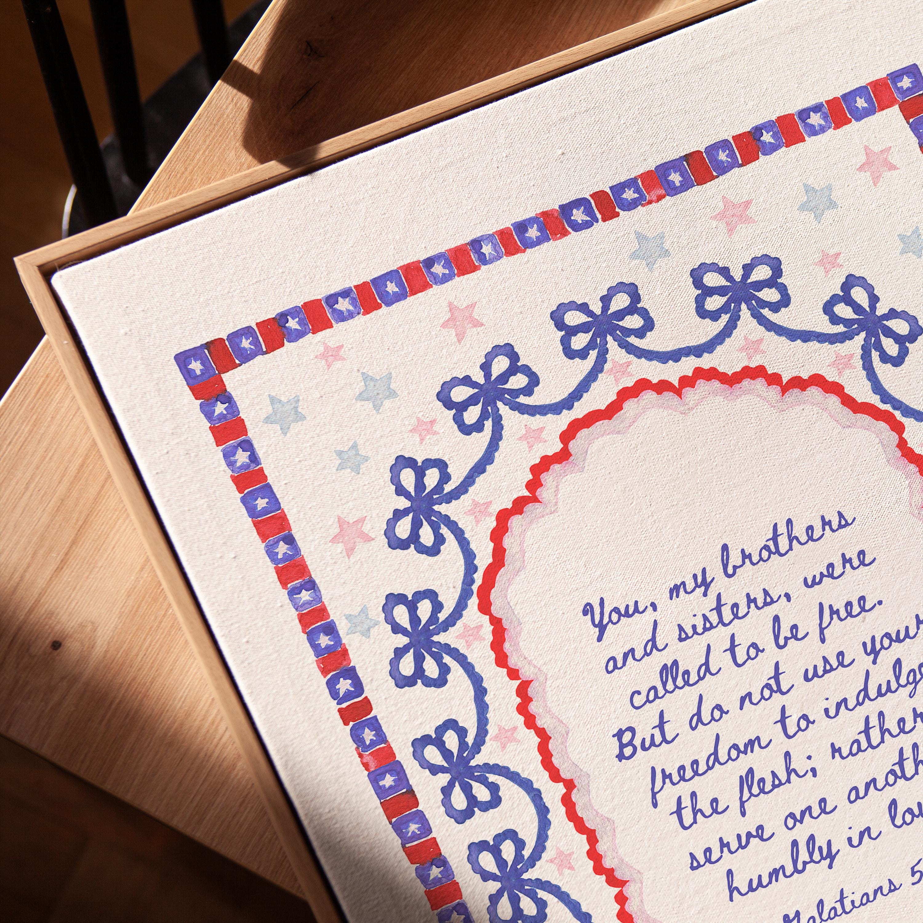 Fourth of July Bible Verse Poster Coquette Bow Christian Wall Art ...