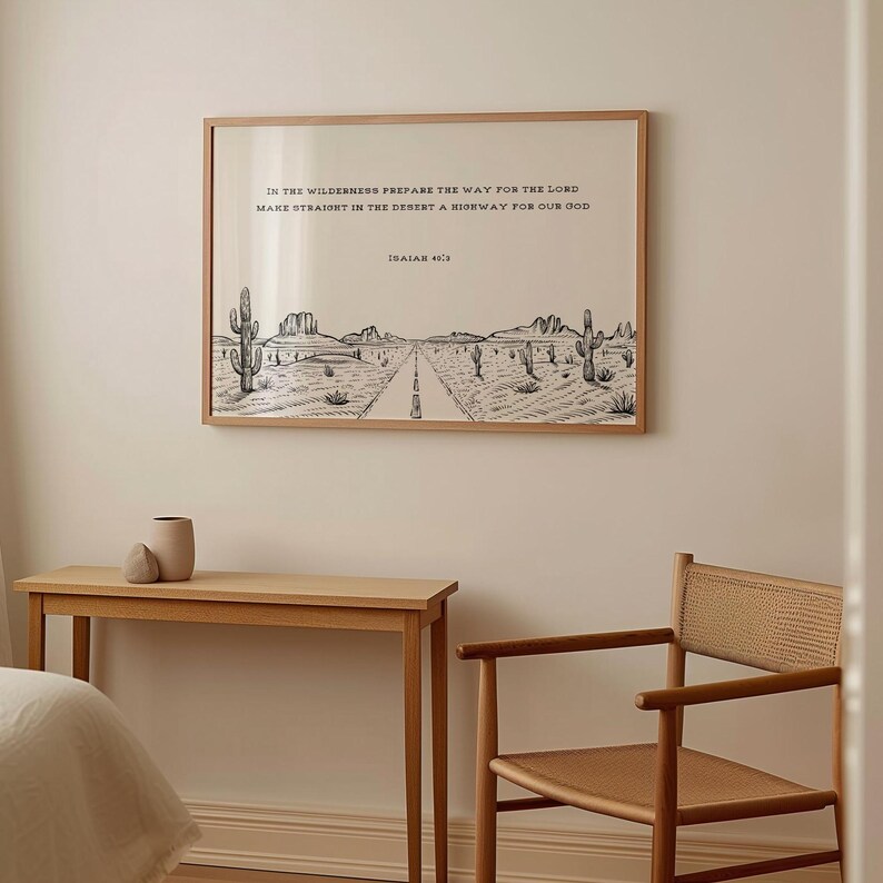 Desert Landscape Bible Verse Print Present for Home, Modern Christian ...