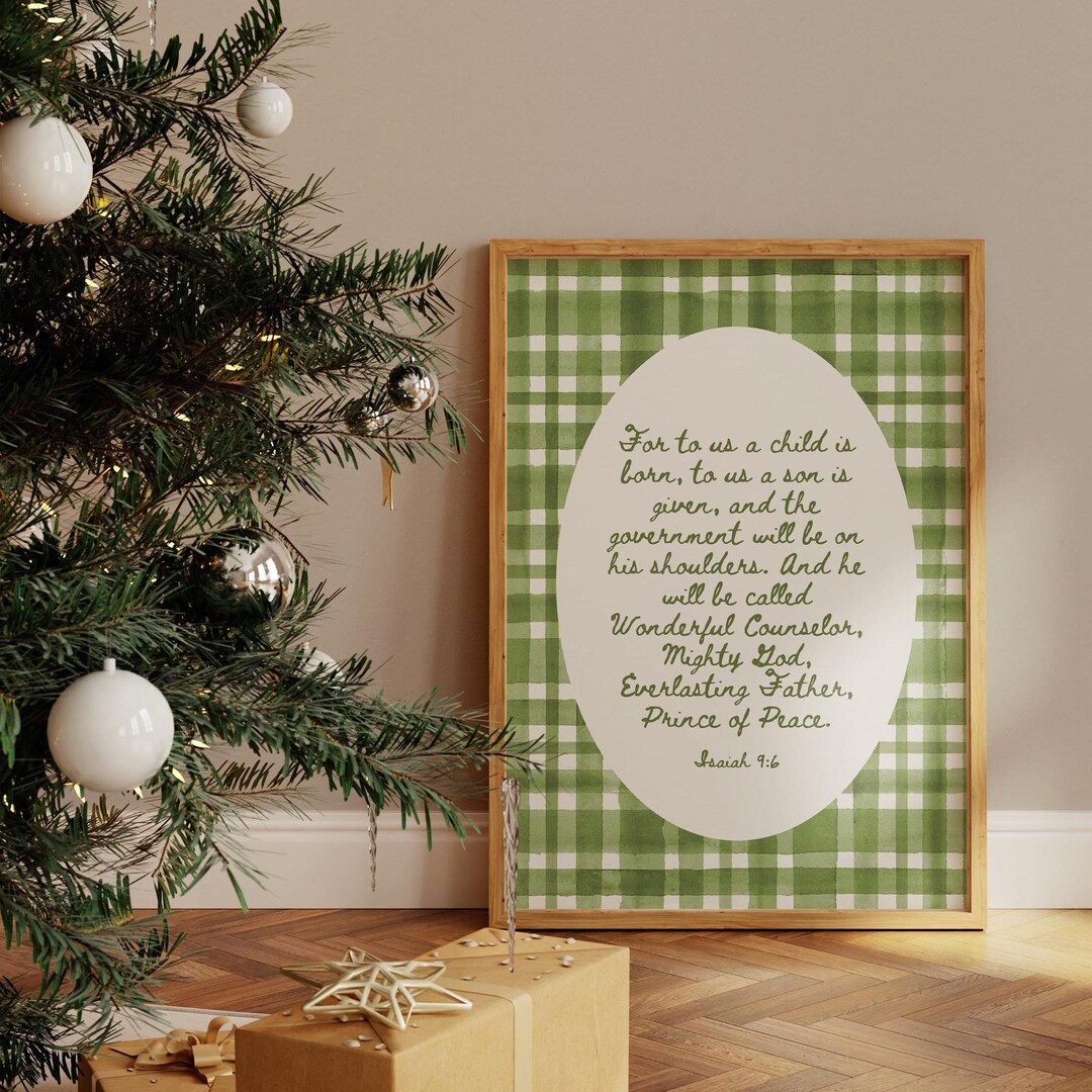 Green Christmas Wall Art Plaid Farmhouse Holiday Decorations ...